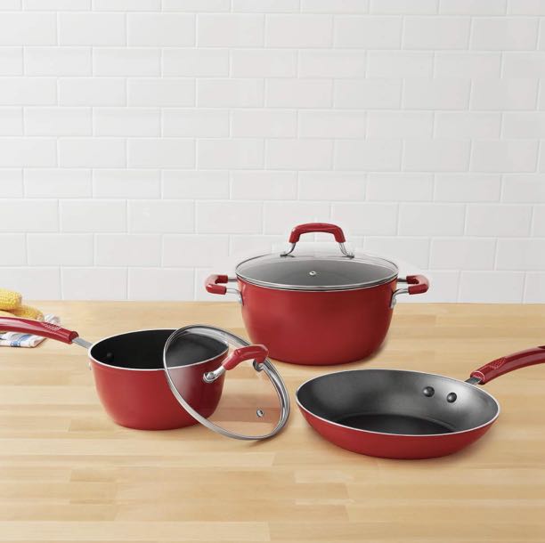 ASD Titan Red Non-Stick Cookware Set (Sauce Pan / Stock Pot / Frying ...