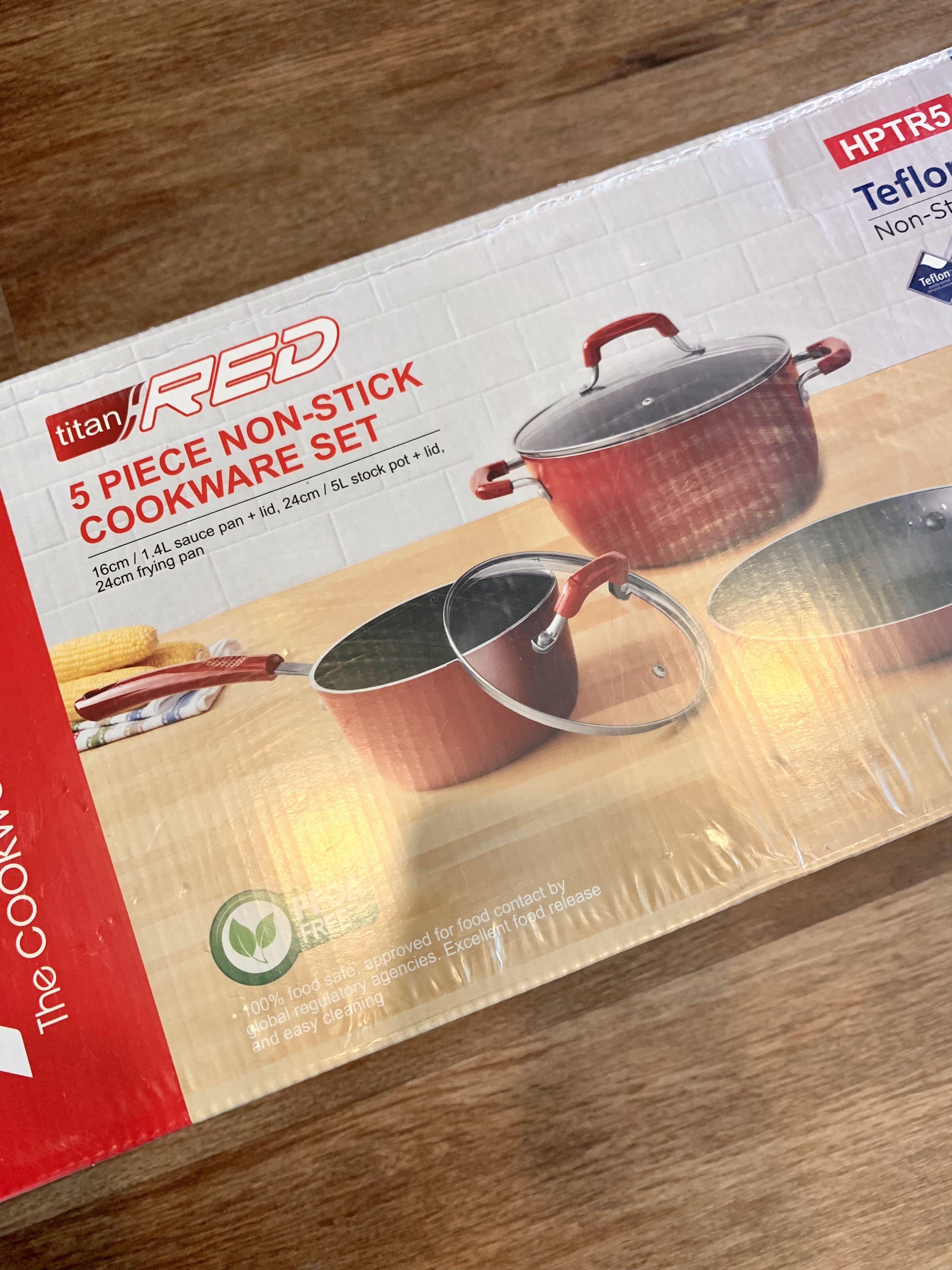 ASD Titan Red Non-Stick Cookware Set (Sauce Pan / Stock Pot / Frying ...