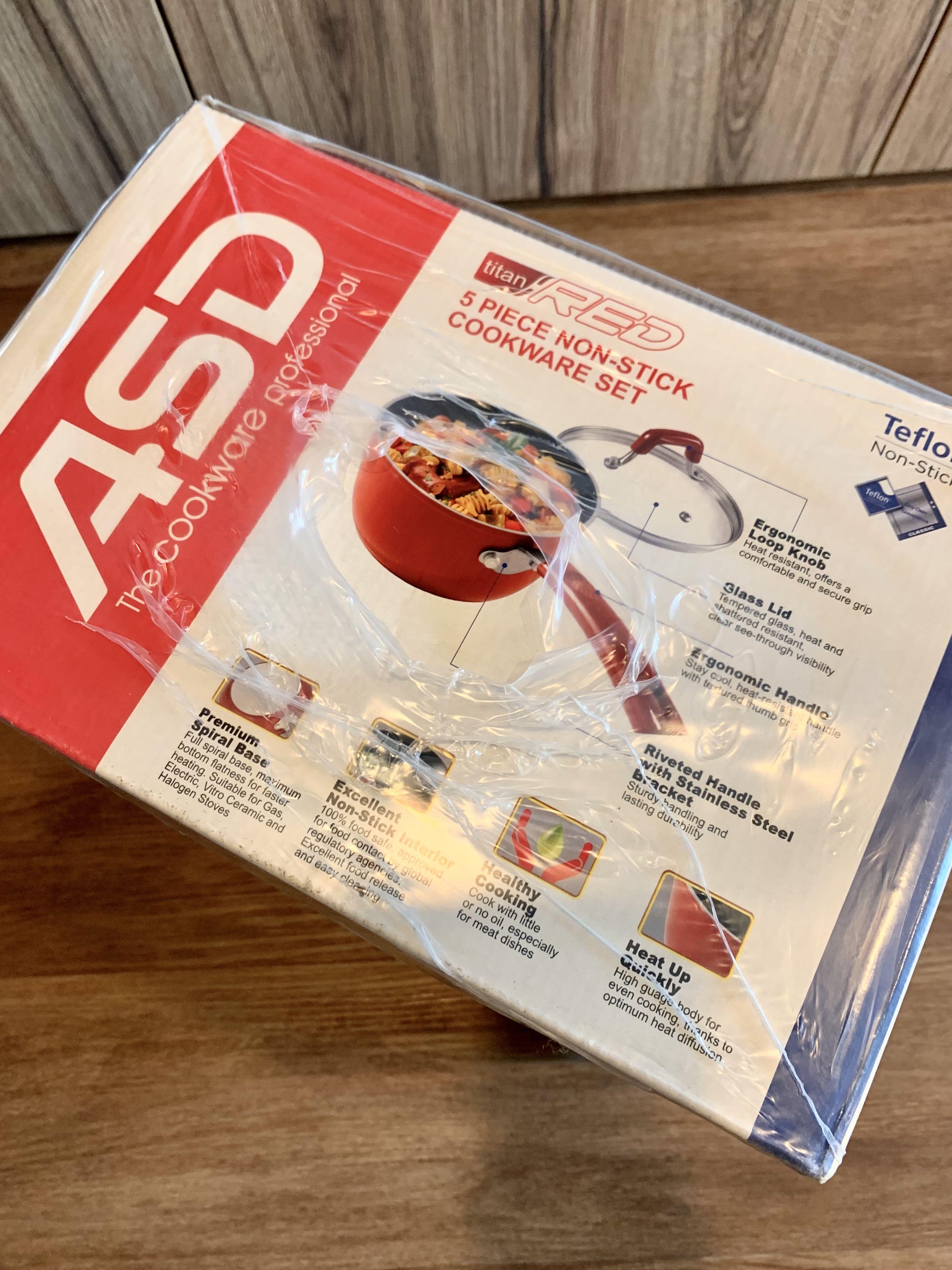 ASD Titan Red Non-Stick Cookware Set (Sauce Pan / Stock Pot / Frying ...
