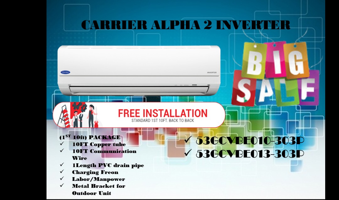 CARRIER ALPHA 2 INVERTER WITH FREE 10FT. INSTALLATION, TV & Home ...