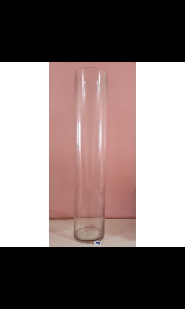 Clear long cylindrical vase, Furniture & Home Living, Home Decor, Vases ...