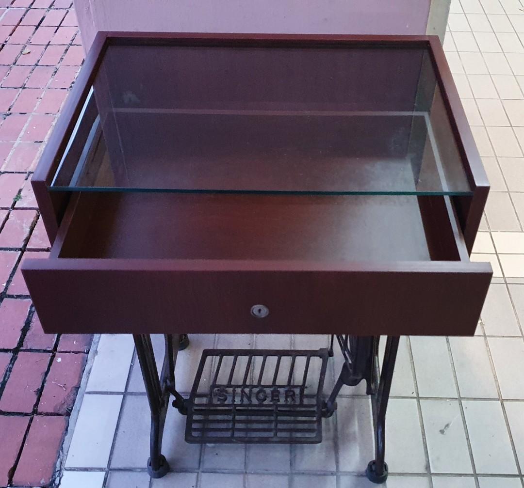 Customised drawer in singer sewing machine leg|Antique table with lock ...