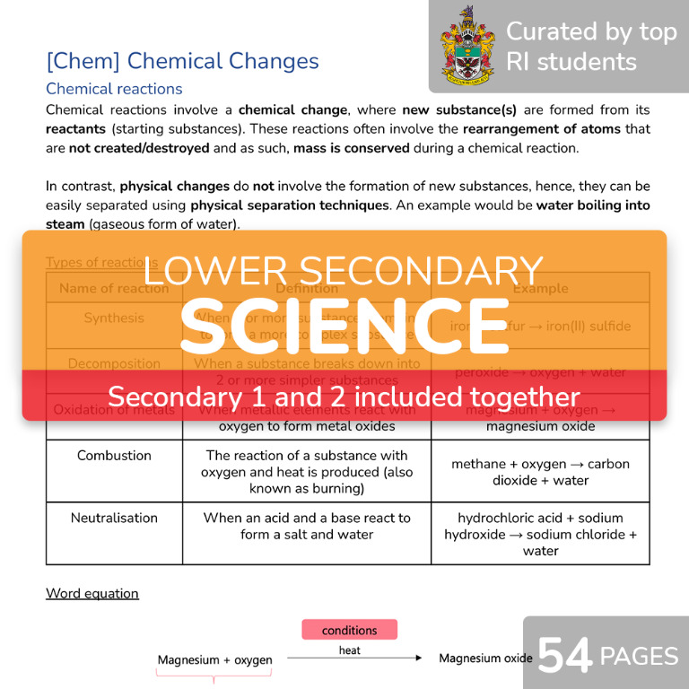 Science Notes Lower Sec Handmade Secondary 1-2 Sci Biology Chemistry ...