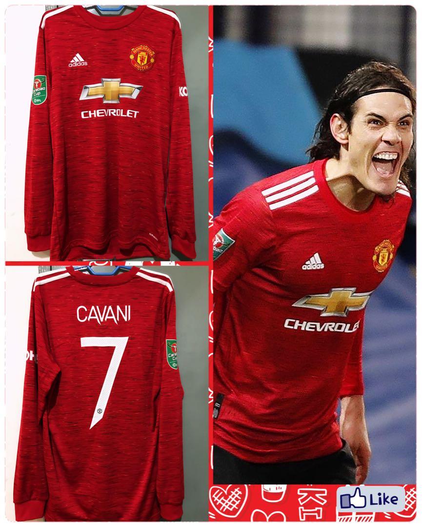 Man Utd 20/21 Cavani Carabao Cup Home Jersey, Men's Fashion, Activewear on Carousell