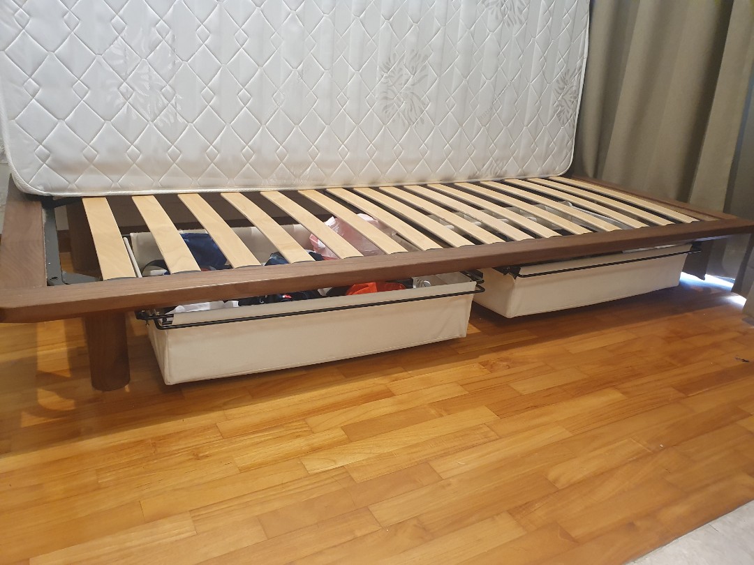 Muji walnut single Ben frame, Furniture & Home Living, Furniture, Bed ...
