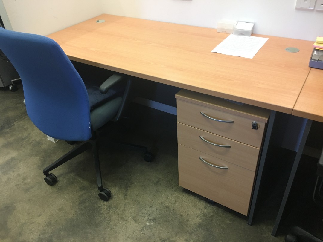 Office Table and Locker + Chair, Furniture & Home Living, Furniture ...