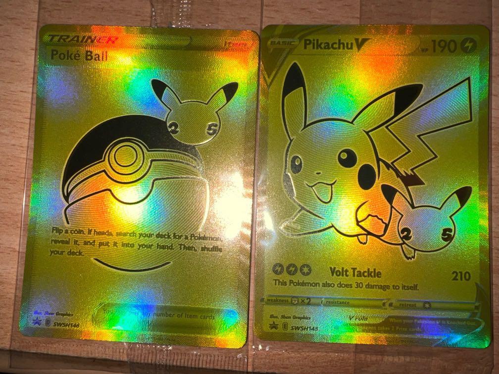 Pikachu and Pokeball Gold Card, Hobbies & Toys, Memorabilia ...