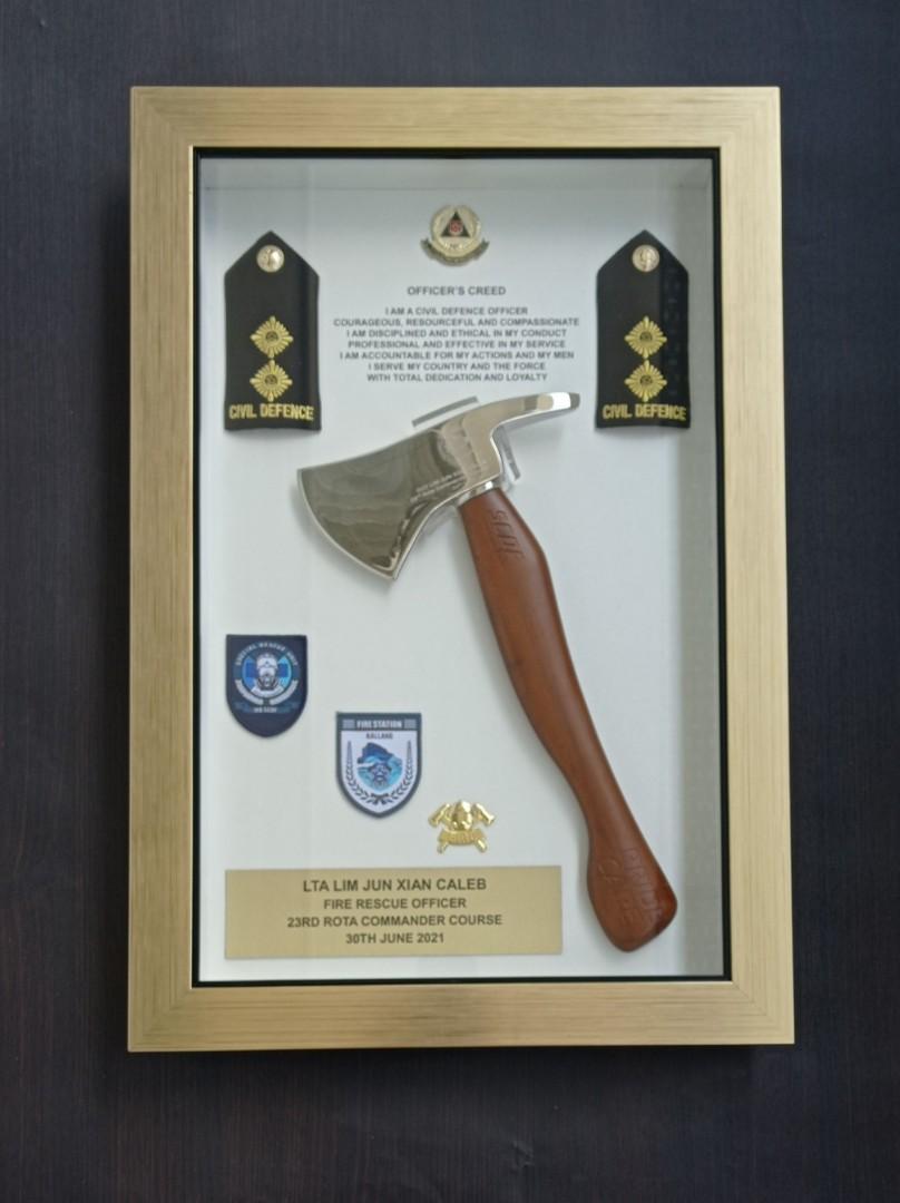 SCDF Fire Fighter Officer Axe Case - Firemen medal display, Hobbies ...