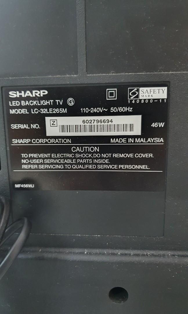 Sharp 32" LED backlight TV, TV & Home Appliances, TV & Entertainment ...