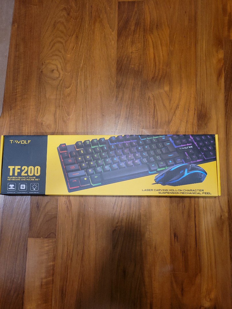 T-Wolf TF200 Black Gaming Mechanical Keyboard Rainbow Backlit and ...