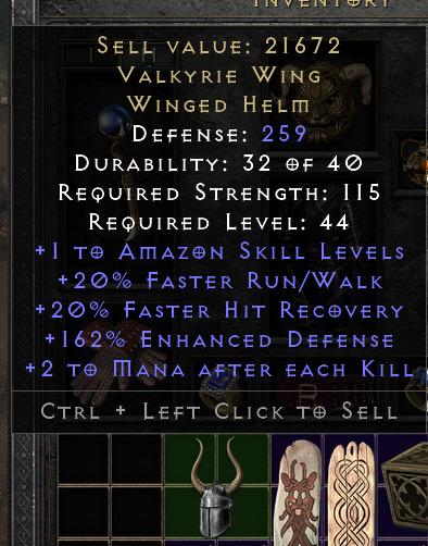 Valkyrie Wing Winged Helm 162%ED --- Diablo 2 Resurrected D2R (PC ...