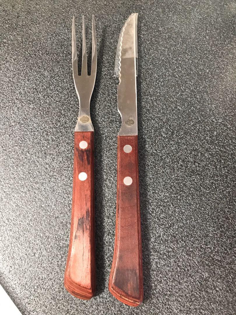AMC Stainless steel Knife & Fork with wooden handle, Furniture & Home ...