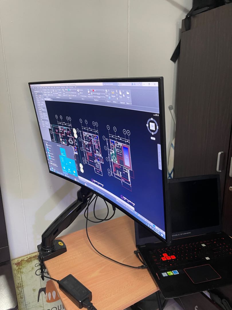 amnite 27” curved LED monitor with adjustable bracket, Computers & Tech ...