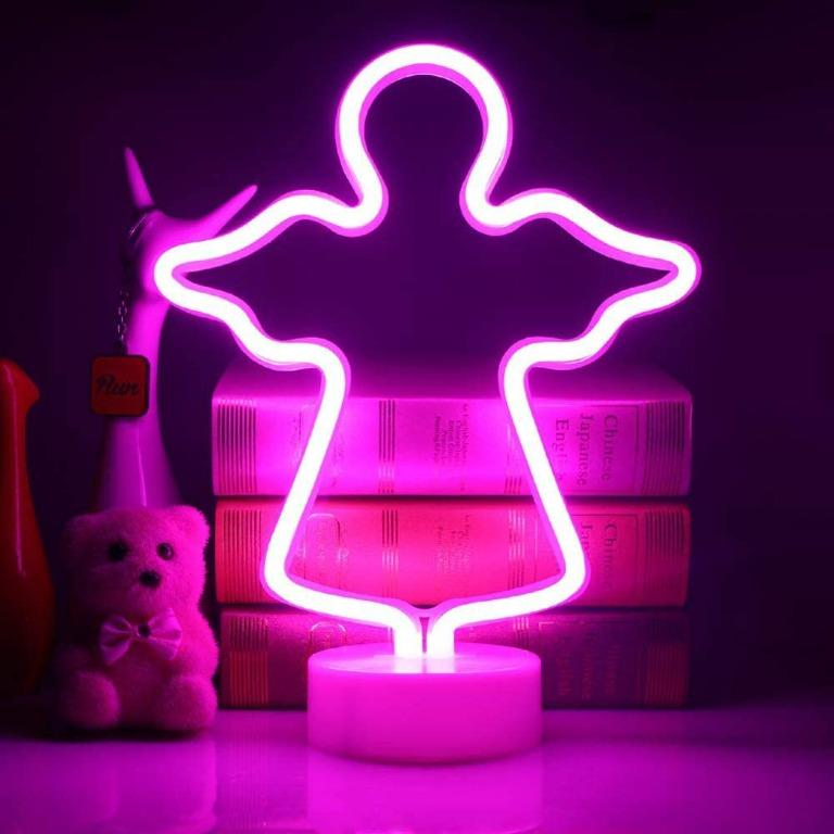 Angel Neon Light Pink Signs Neon Signs Lamps Neon Lights Room Decor ...