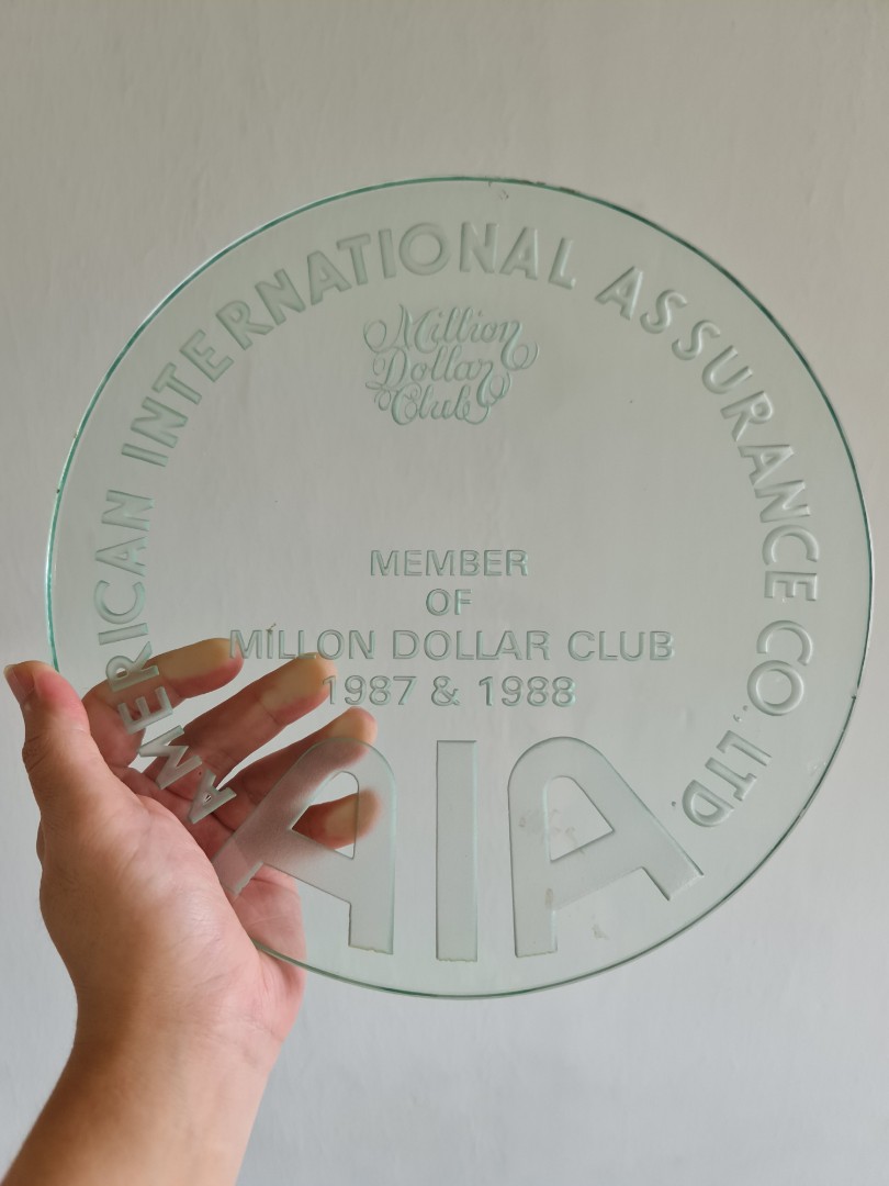 Antique AIA Million dollar club Plaque (1987-1988), Hobbies & Toys ...