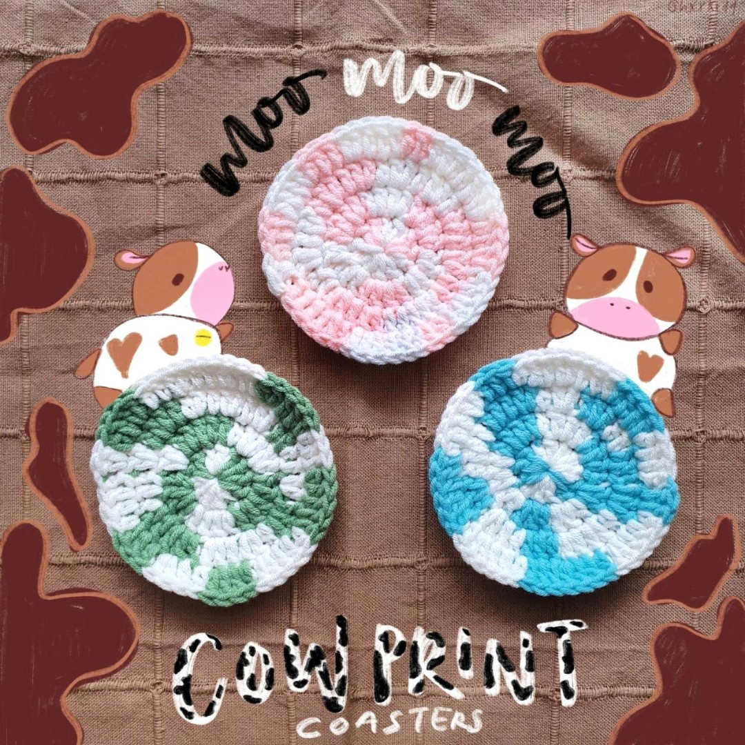 COW PRINT COASTER, Hobbies & Toys, Stationery & Craft, Handmade Craft ...