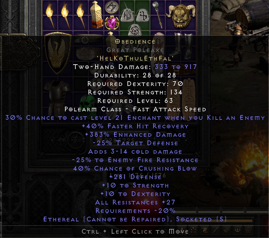 GG 383ed Obedience Runeword: Diablo 2 Resurrected, Video Gaming, Gaming ...