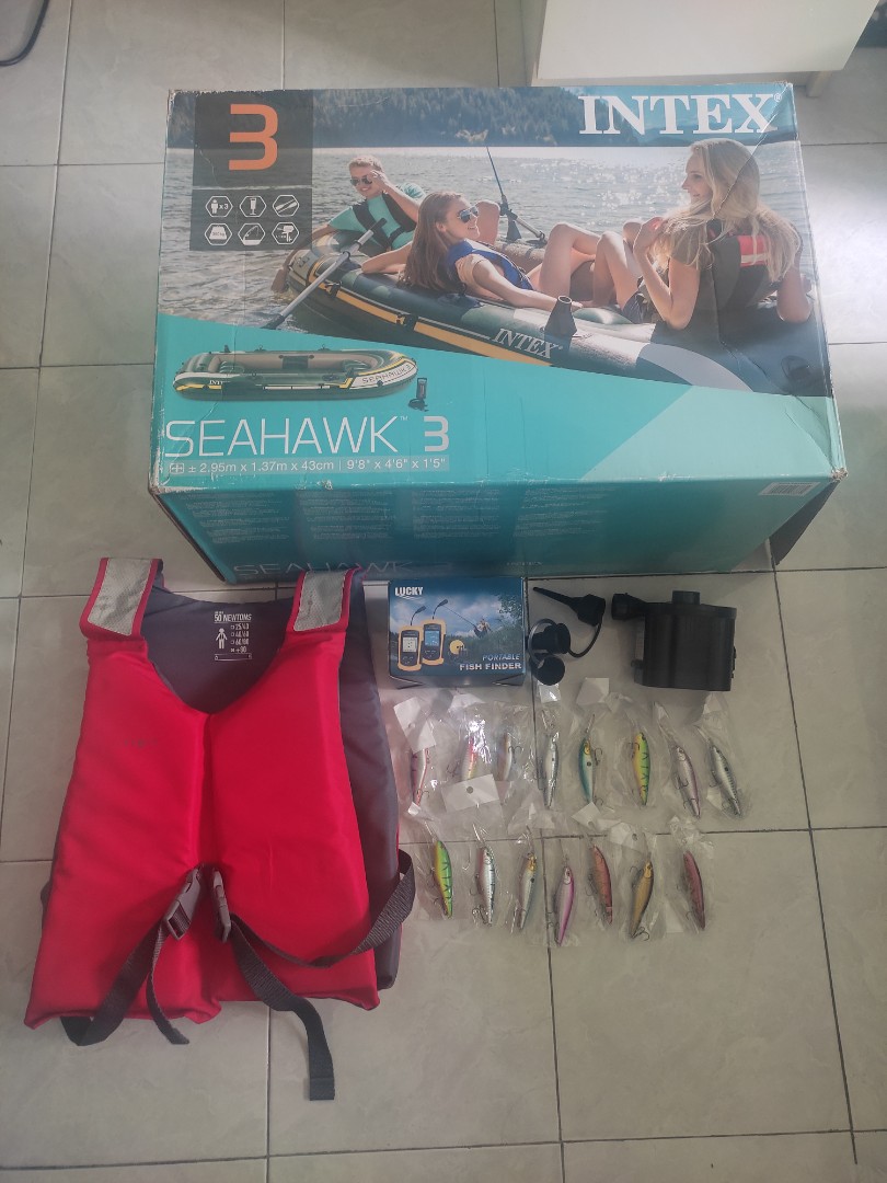 Intex Seahawk 3 inflatable boat, Sports Equipment, Fishing on Carousell
