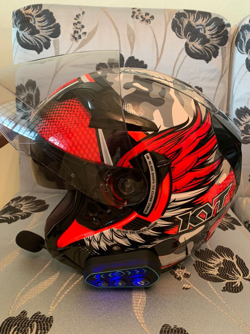 KYT Helmet (Andi Gilang ) Size XL with New Bluetooth intercom ...