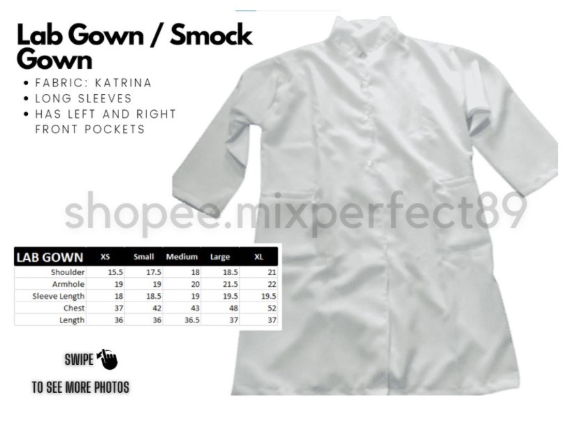 (MIX-Z) Lab Gown /Smock Gown Long 3/4 Sleeves (Katrina fabric), Health ...