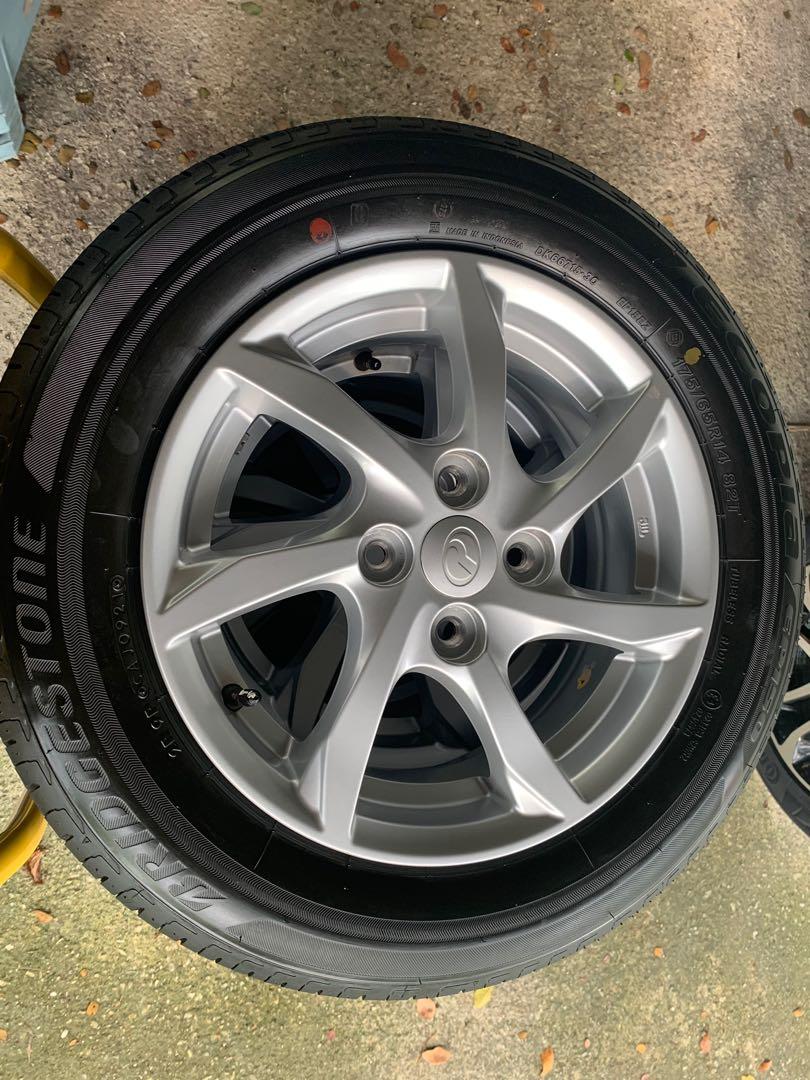 Myvi 14 inch rims with tyres, Auto Accessories on Carousell