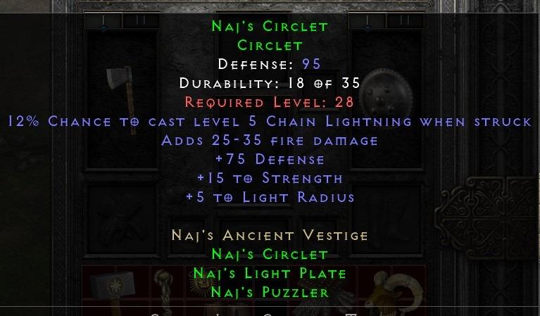 Naj's Circlet, Naj's Light Plate, Naj's Puzzler Full Set, Video Gaming ...