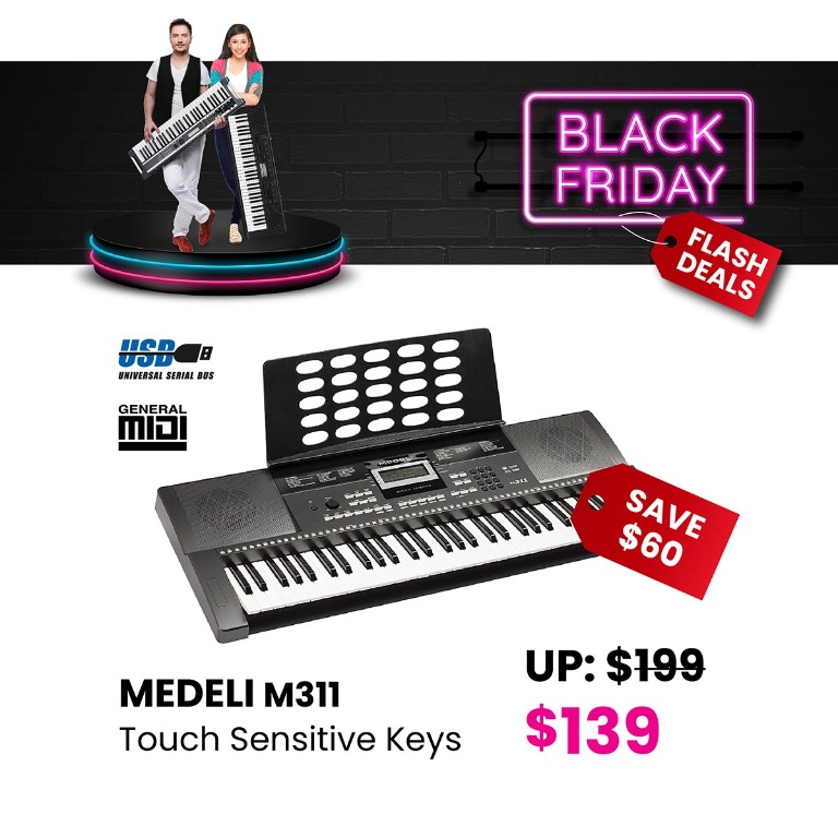 *NEW-Medeli M311 61-key Touch sensitive keyboard, Hobbies & Toys, Music ...