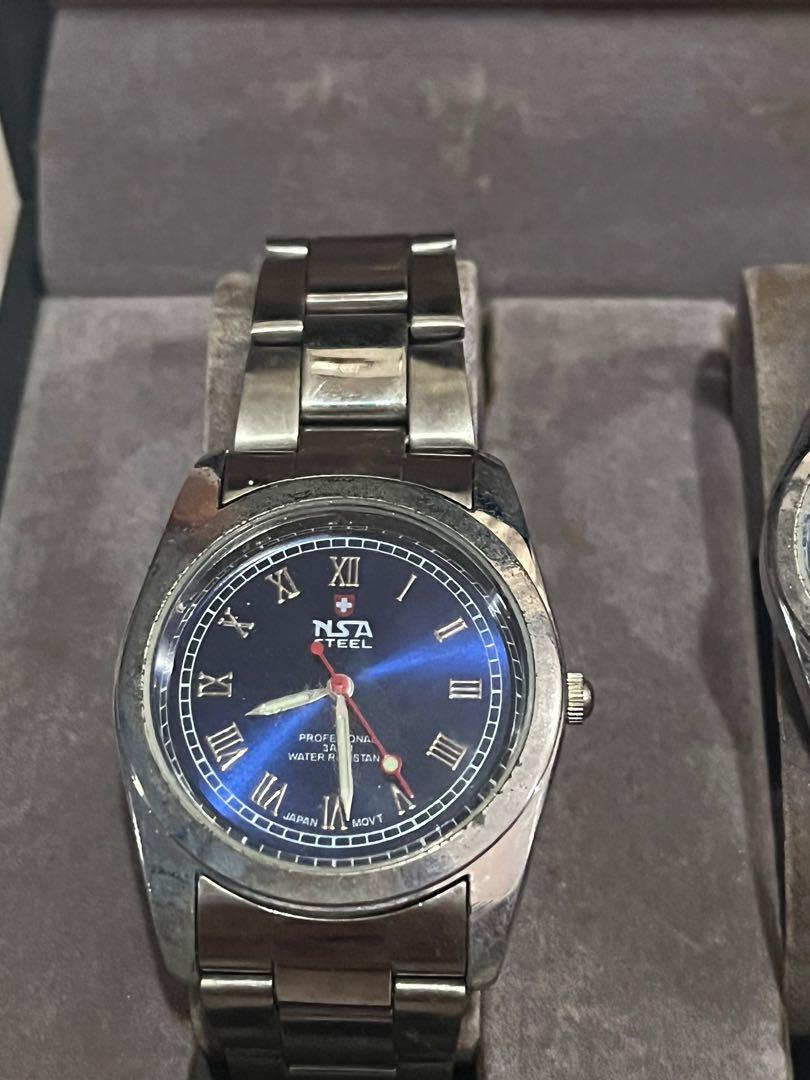 NSA steel quartz couple watch, Luxury, Watches on Carousell