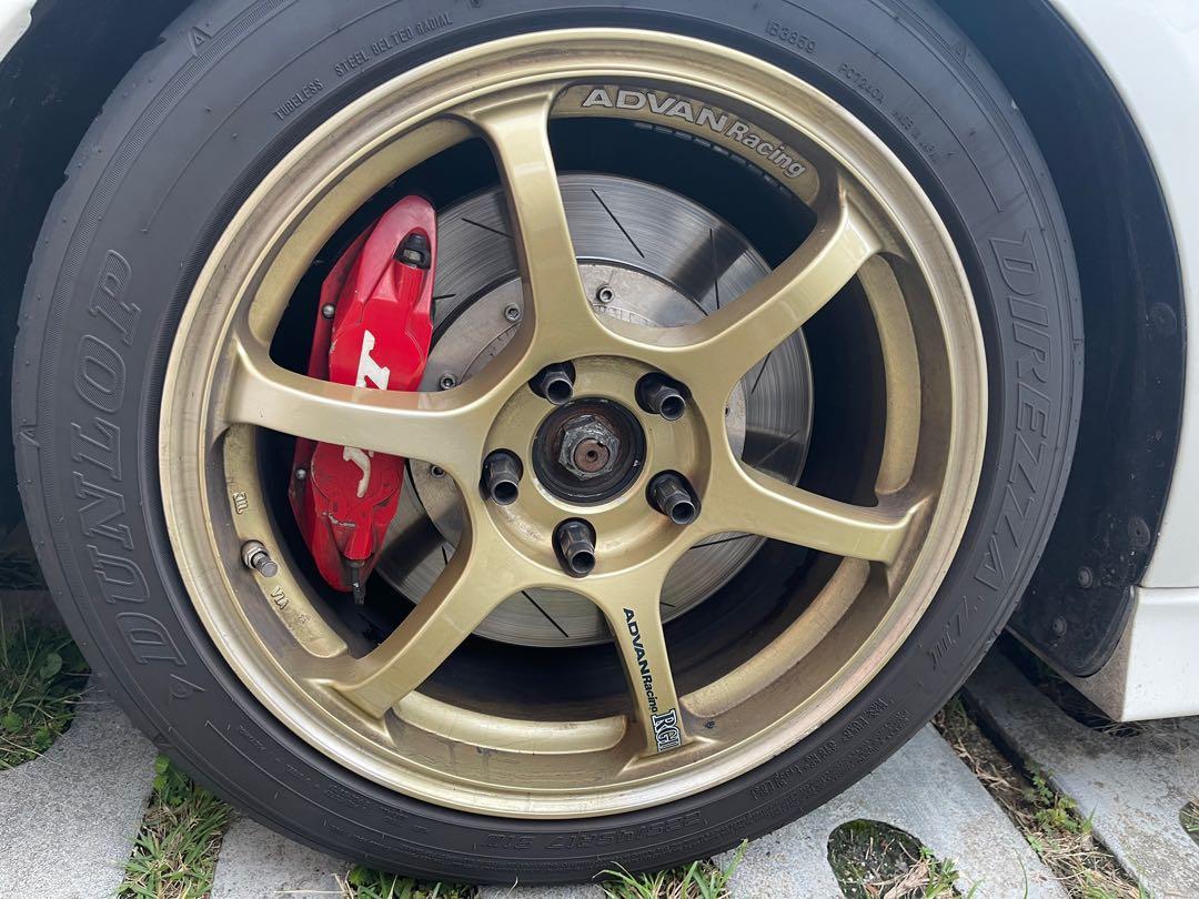 Original Advan RG2 Gold Rims with dunlop z3 ..Special Edition 17x7.5j ...