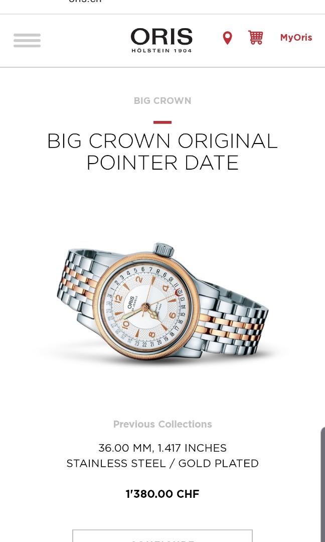 Oris 36mm Big Crown Pointer Date Rose Gold 7551, Luxury, Watches on ...