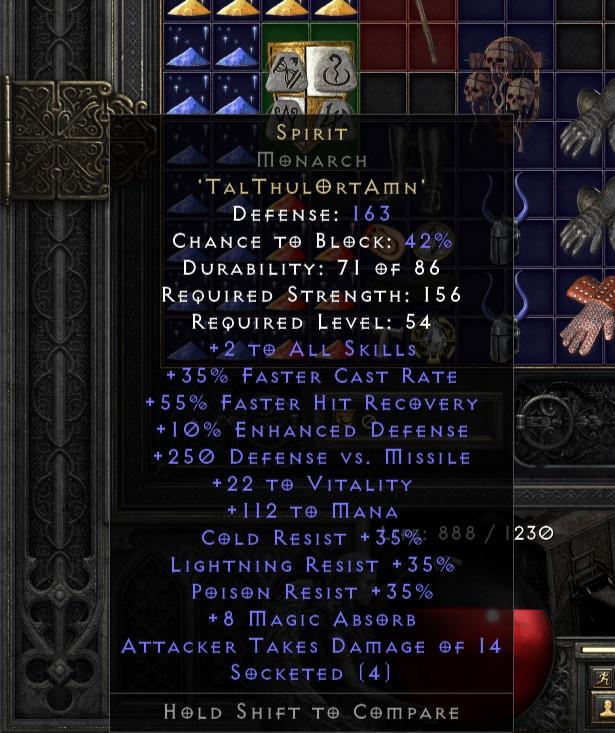 Perfect Roll Spirit Monarch | Diablo 2 Resurrected | D2R, Video Gaming ...