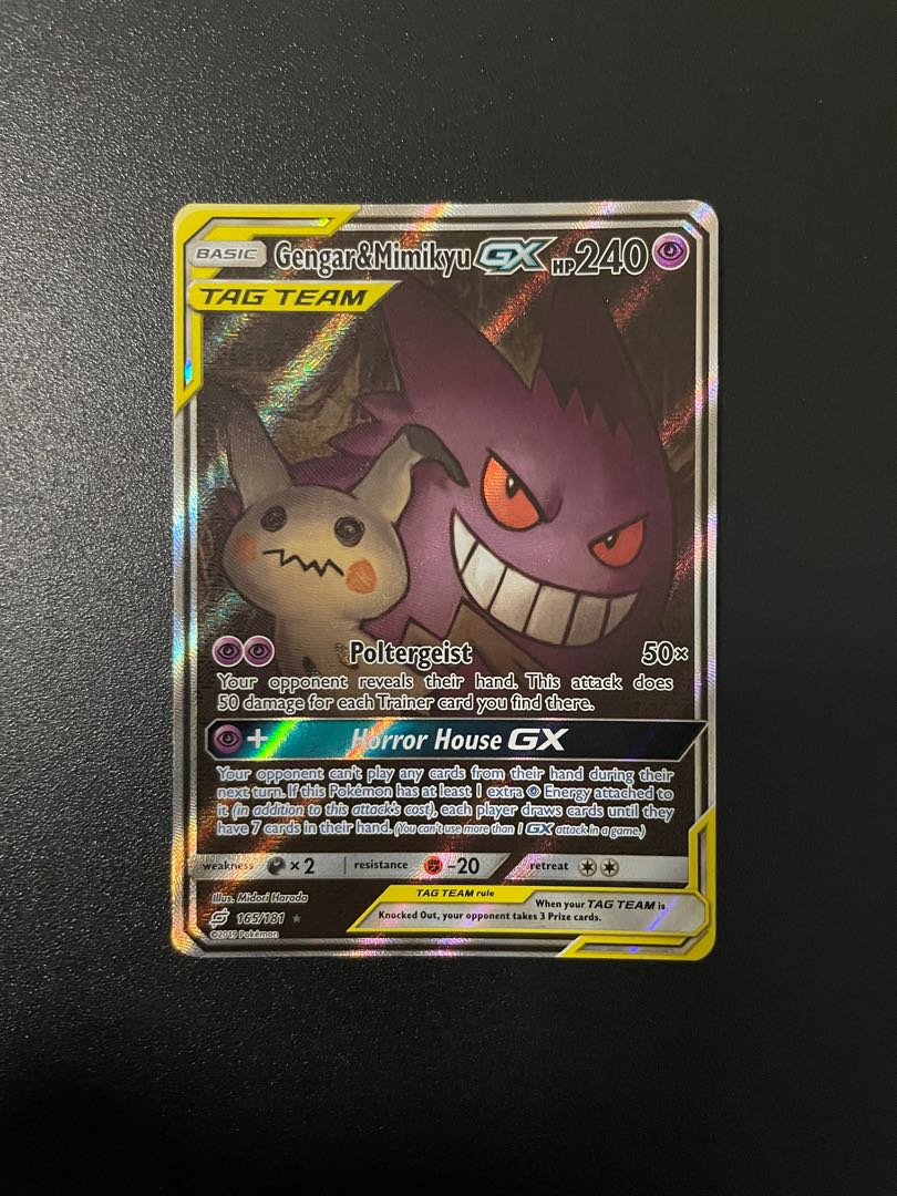 Pokemon TCG Gengar & Mimikyu GX - 165/181 - Alternate Art Ultra Rare Sun & Moon: Team Up Pokemon ...