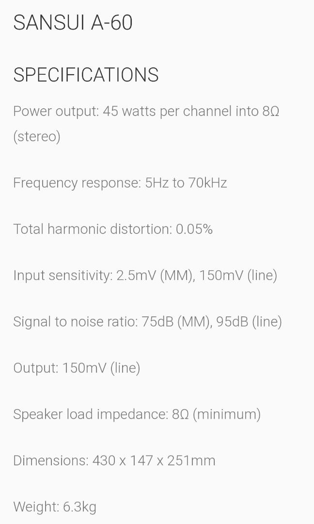 Sansui A-60 stereo integrated amplifier, Audio, Soundbars, Speakers ...
