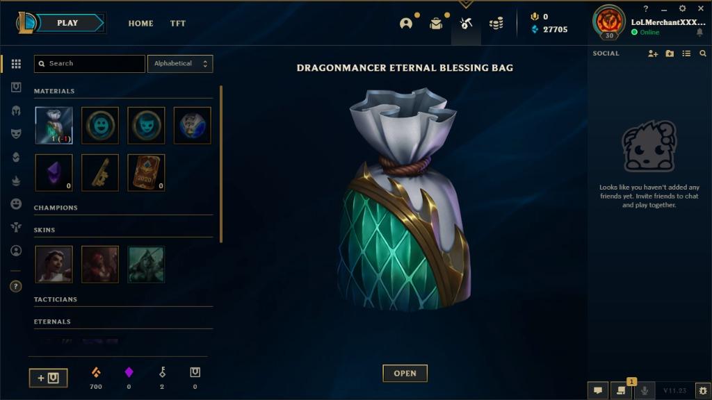 [SG/MY/ID] League of Legends Level 30 Smurf Account 27705 Blue Essence ...