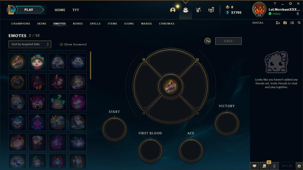 [SG/MY/ID] League of Legends Level 30 Smurf Account 27705 Blue Essence ...