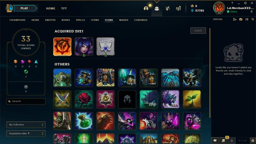 [SG/MY/ID] League of Legends Level 30 Smurf Account 27705 Blue Essence ...