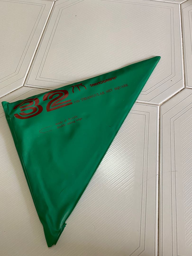 Triangular set square (32cm) and rolling ruler, Hobbies & Toys ...