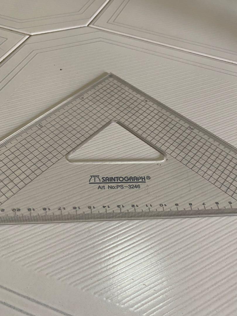 Triangular set square (32cm) and rolling ruler, Hobbies & Toys ...