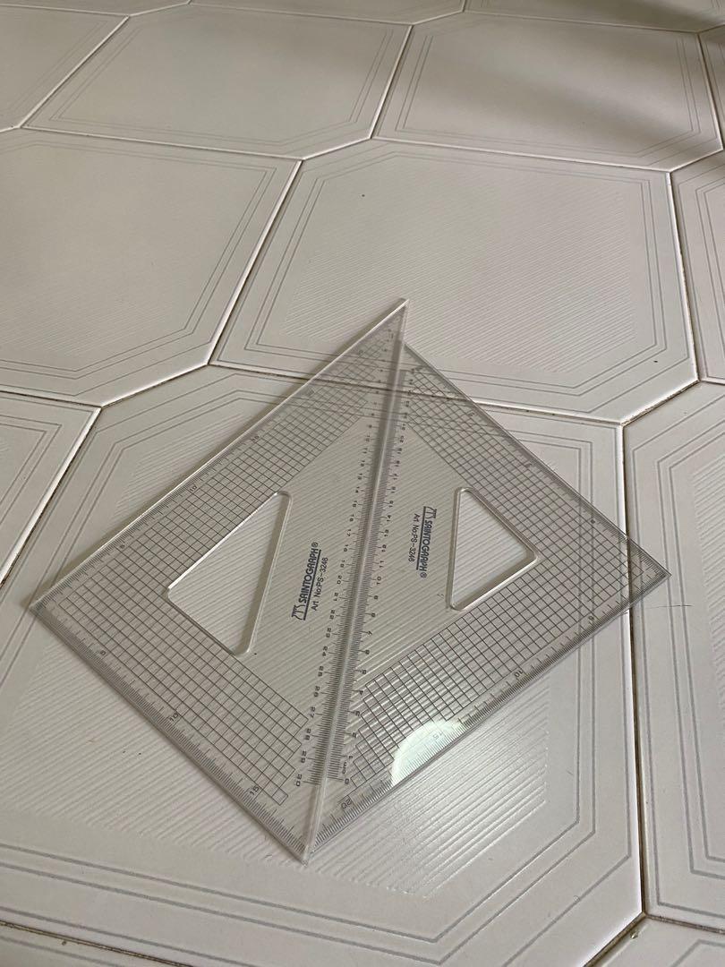 Triangular set square (32cm) and rolling ruler, Hobbies & Toys ...