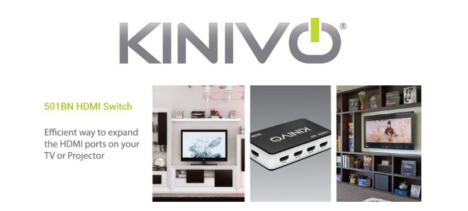 [BNIB] KINIVO (501BN) 5 Port HDMI Switch 4K@30Hz, Auto-Switching, IR ...