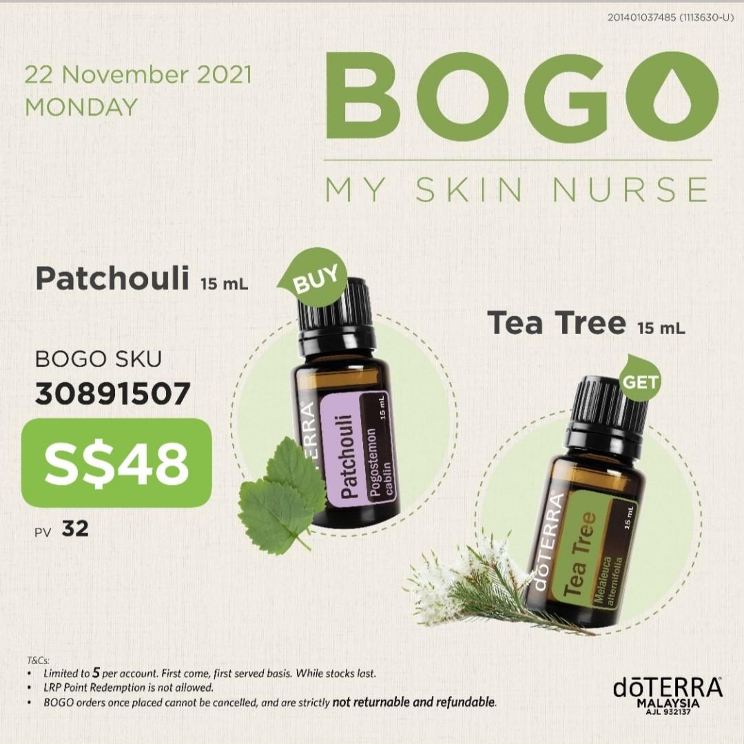 doTERRA BOGO Patchouli + Tea Tree Last Set!!, Furniture & Home Living ...
