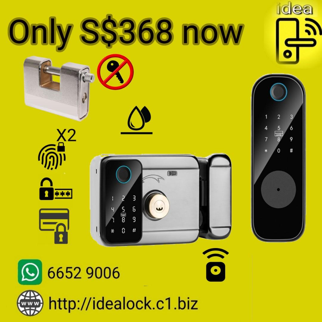 HDB Metal Gate Fingerprint Digital Lock, Furniture & Home Living ...