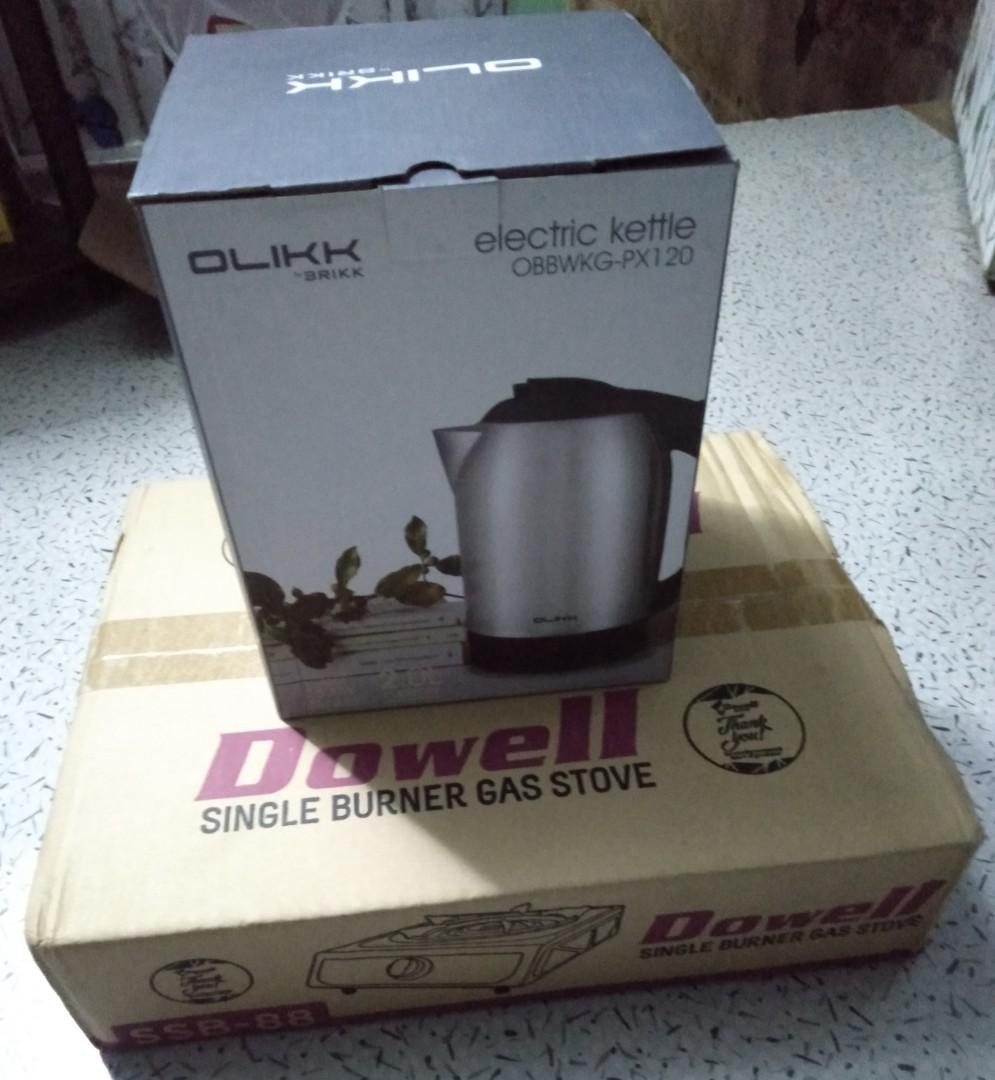 OLIKK BRIKK ELECTRIC KETTLE 2.0L STAINLESS AND DOWELL SINGLE BURNER GAS ...