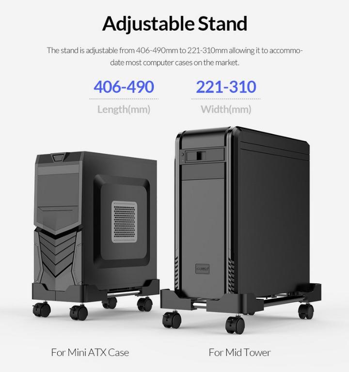 ORICO CPU Computer Trolley Stand Adjustable Tower with Locking Caster ...