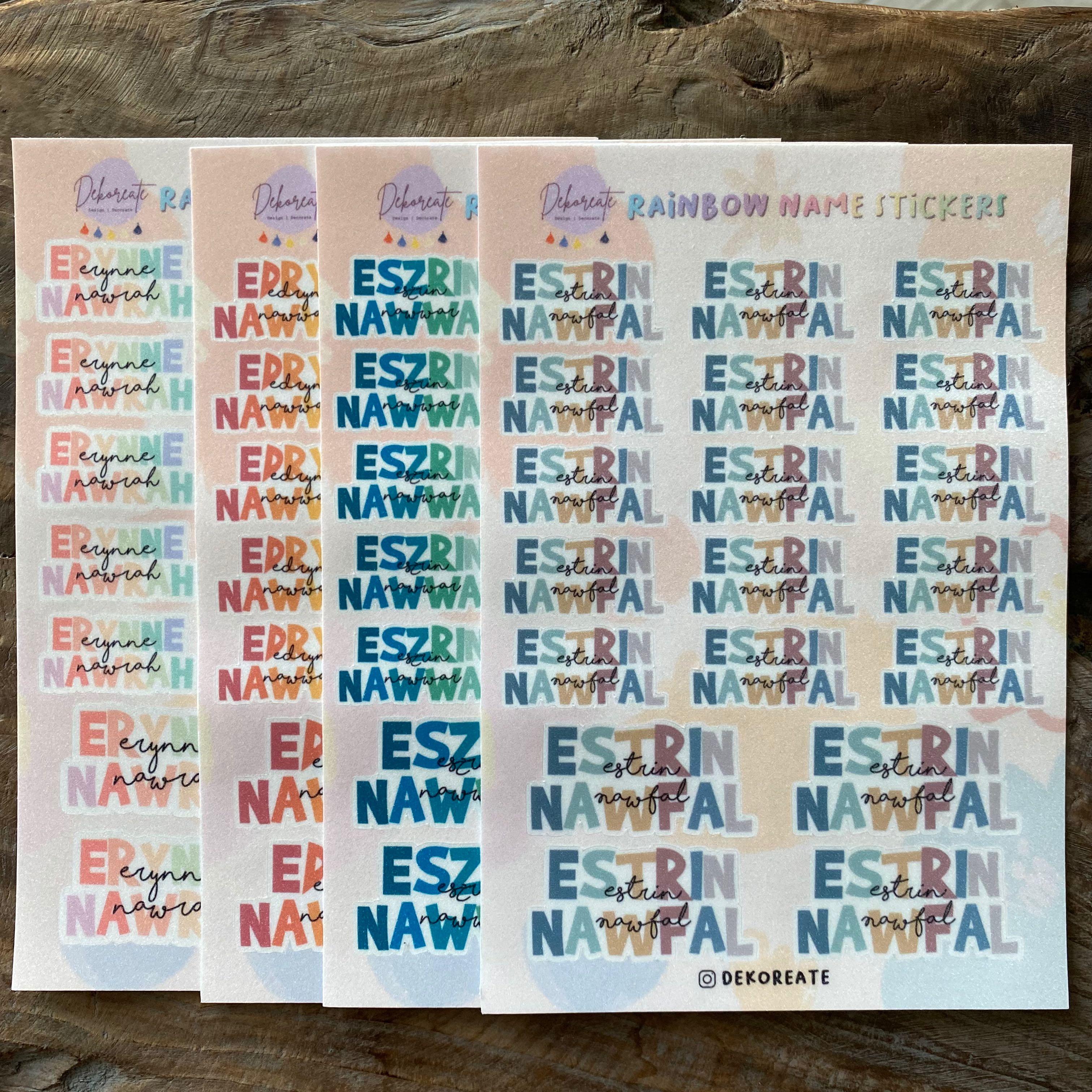 Rainbow Name/Stationery Sticker/Labels, Hobbies & Toys, Stationery ...