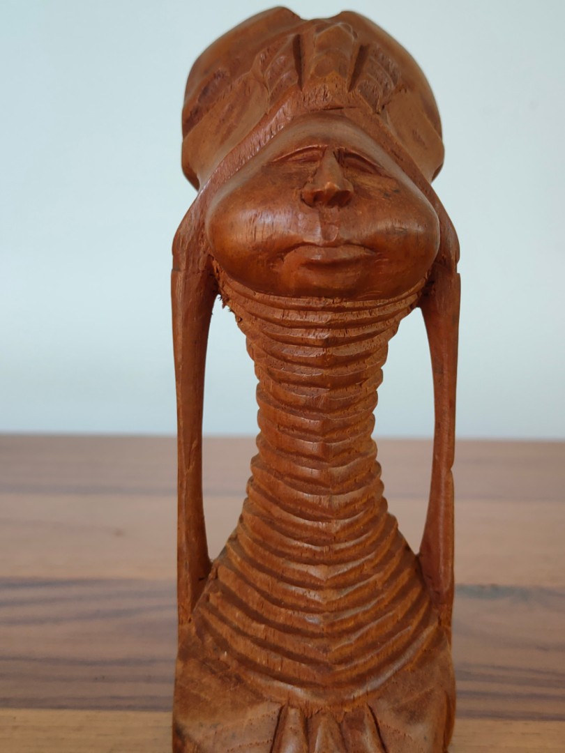 Red Indian Long Neck Tribe wood carving doll decor perhiasan ukiran ...