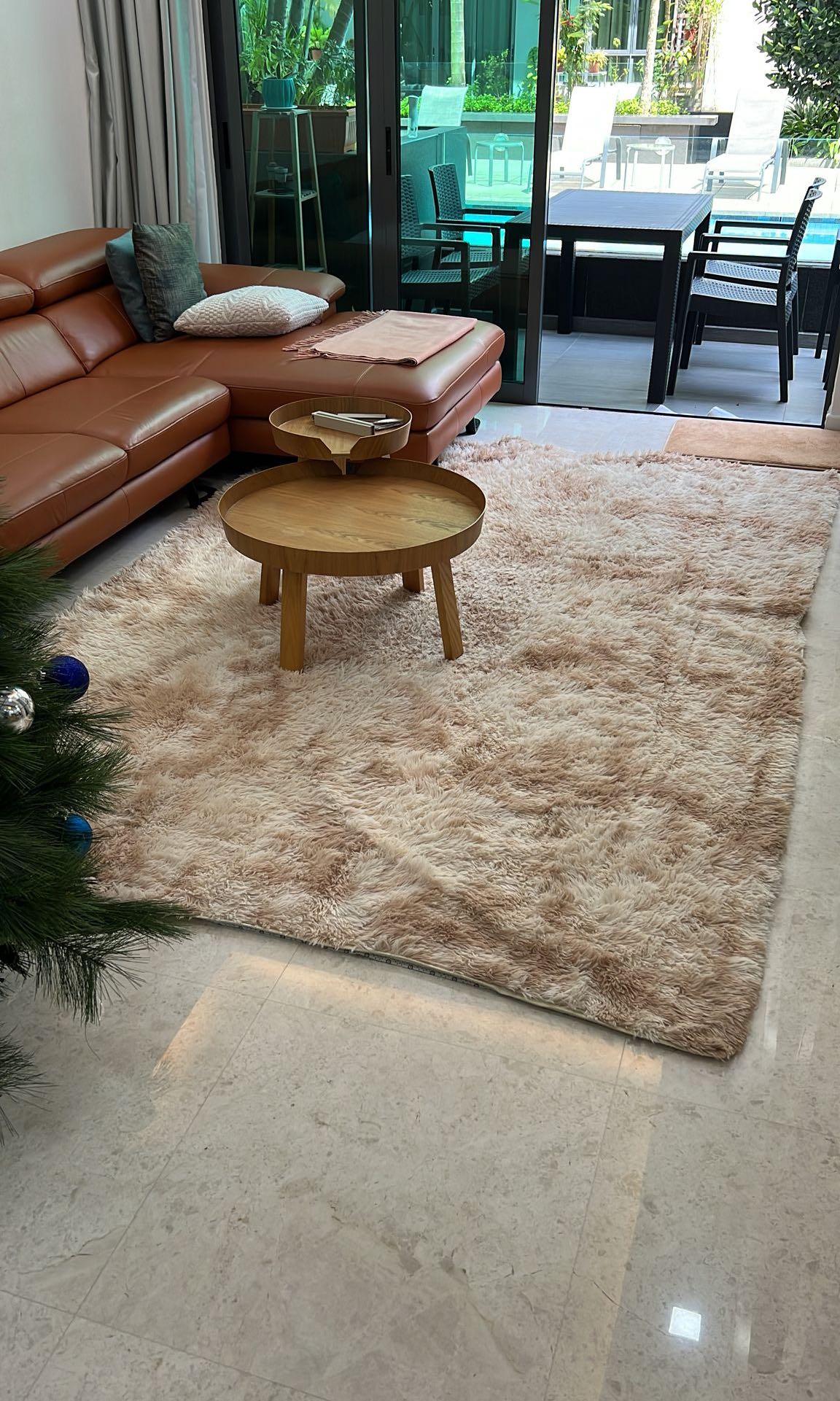 Soft Fluffy Beige Carpet 2m by 3m, Furniture & Home Living, Home Decor ...