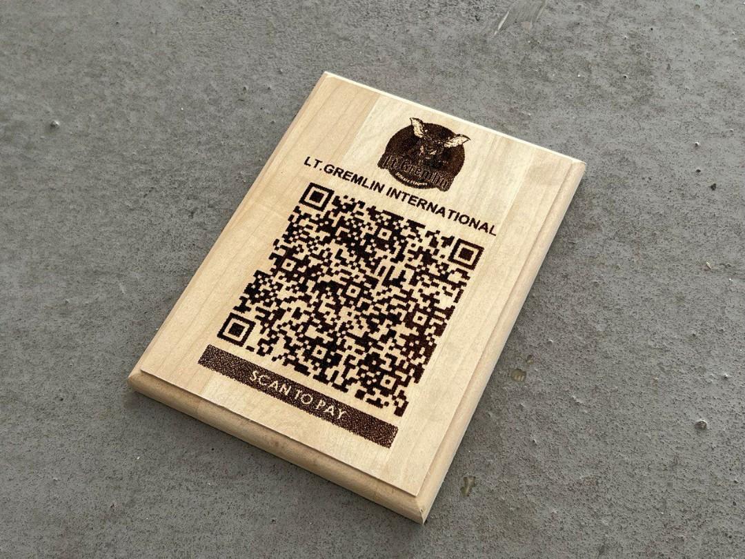 Wood Laser Engraved Business/ Company Paynow QR code Plaque, Hobbies ...