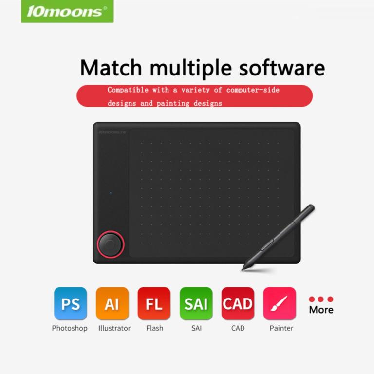 10MOONS G10 GRAPHIC TABLET 8192 Levels Digital Tablet WORKING AREA 10*6 ...