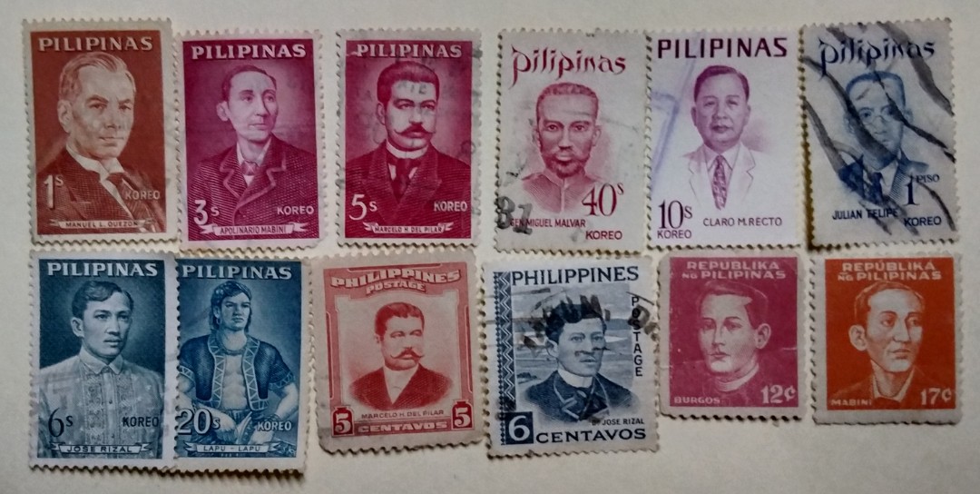 12 pieces old Stamps : PHILIPPINES NATIONAL HERO & PERSONALITIES old ...